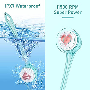 Electric Body Bath Brush Rechargeable Back Brush Long Handle for Shower Brush Silicone Body Scrubber with 5 Rotating Brush Heads for Women Men Body Cleaning Exfoliating Massage (Blue)