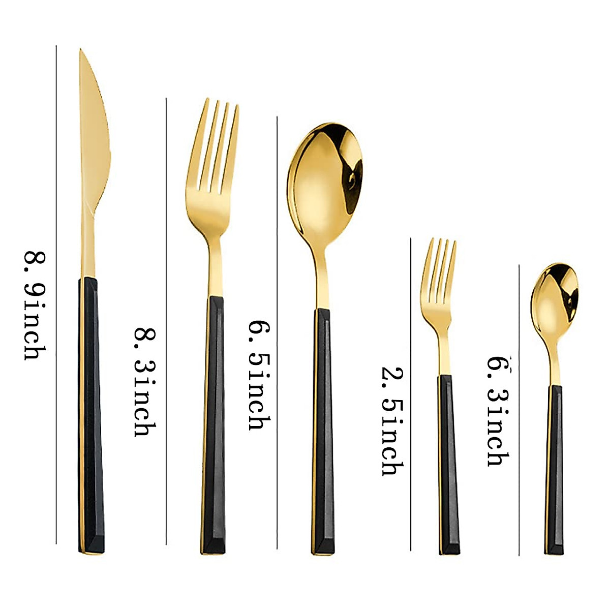 40-Piece Silverware Set with Steak Knives for 8, Food-Grade Stainless Steel Utensils Set Modern Spoons Forks Knives,Tableware Cutlery Set For Home Restaurant Hotel, Mirror Finish Black Handle