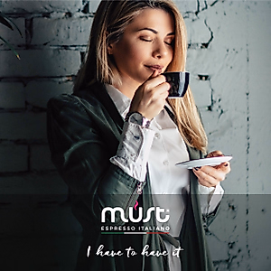 MUST, 100 Coffee Capsules in 100% Recyclable Aluminum, Ristretto Blend Intensity 7/8, 10 Packs of 10 Capsules, Compatible with Nespresso Machine, Made in Italy