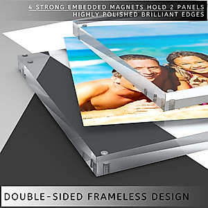 unum Clear Acrylic 4x6 Picture Frame - Luxury Magnetic Floating Picture Frames - Lucite Block Frame Desk, Shelf or Table - 3 PACK