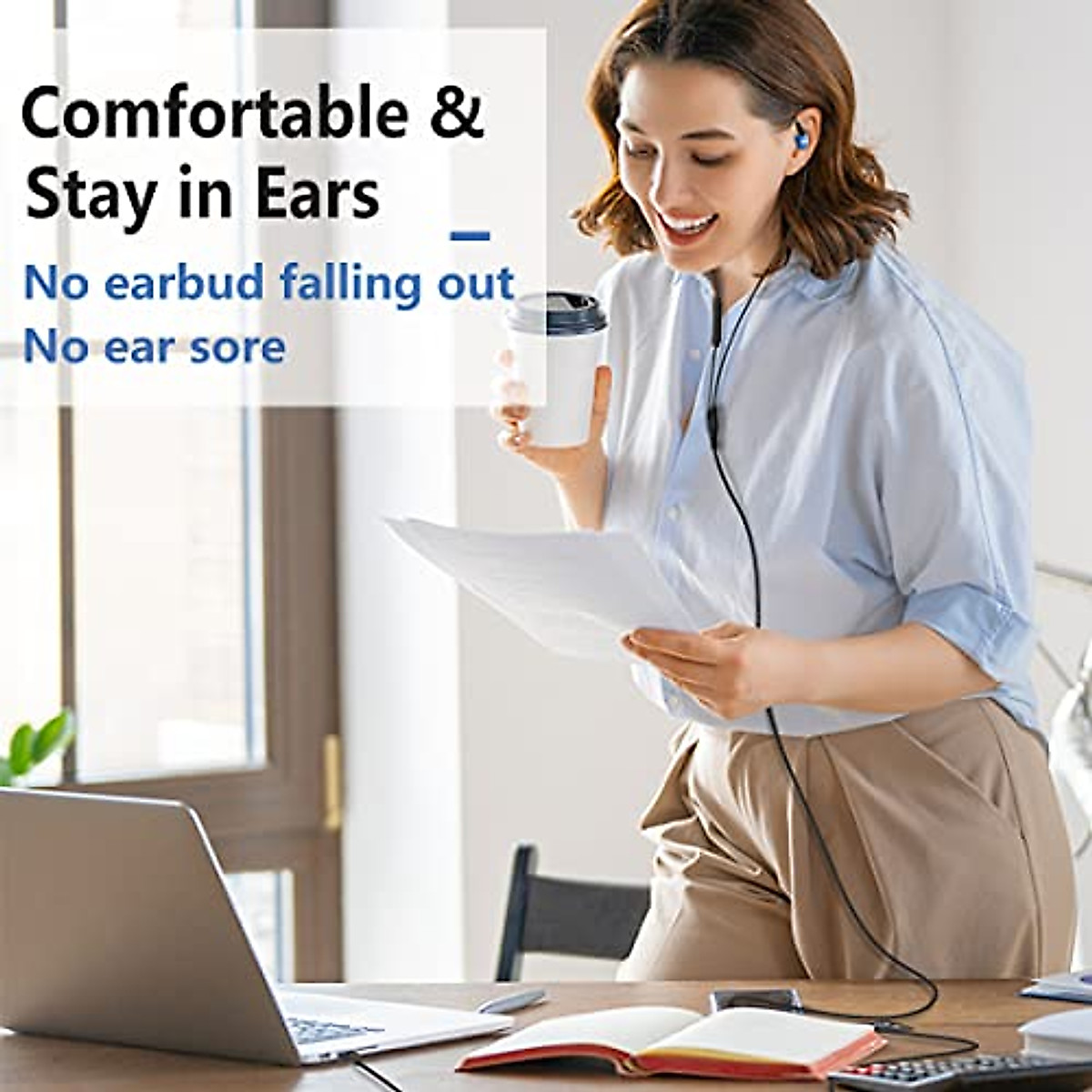 USB Earbuds with Microphone for PC Laptop, 6.5Ft Long Cord Wired USB Headphones Headset for Computer Desktop MacBook PS4 PS5 Work Calls Gaming, Over Ear in-Ear Earphones w Case, Control, Mute Function