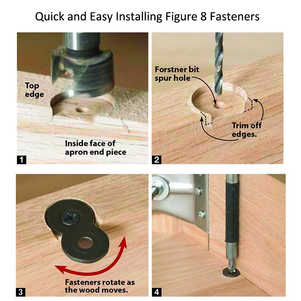 Figure 8 Fastener, Heavy Duty Table Top Fasteners, Desktop Clips Tabletop Connector Bracket (Black) (20) (40)