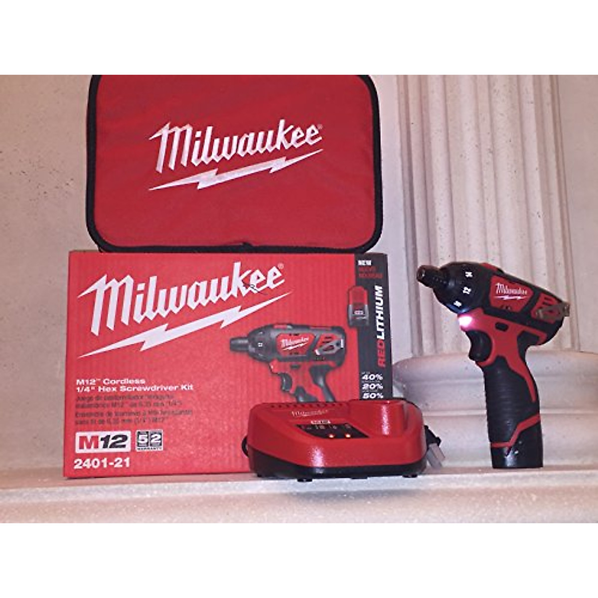 MILWAUKEE ELECTRIC TOOL 2401-22 M12 Cordless 12V Lithium-Ion Screwdriver with Two Batteries, Charger and Case, 1" x 1" x 1"