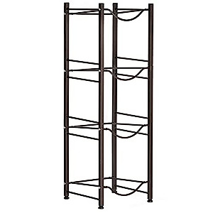 HAITRAL Water Gallon Jug Holder, 4 Tiers Heavy Duty Water Bottle Buddy Display Rack, Black Brown