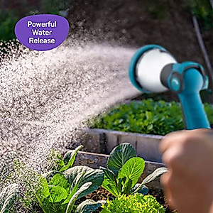 Hose Nozzle [Blue] Heavy Duty Hose Sprayer With 10 Adjustable Watering Patterns - Thumb Control Design, Comfortable Ergonomic Grip, Garden Hose Nozzle for Watering Plants & Lawns. Fun Showers/Cleaning