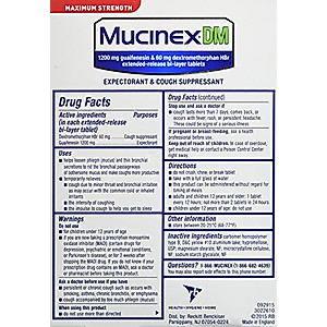 Mucinex DM Maximum Strength 12-Hour Expectorant and Cough Suppressant Tablets, 14 ct