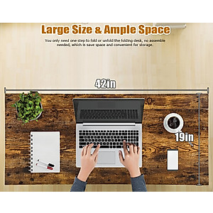 PayLessHere 42 Inch Folding Desk, Foldable Computer Desk for Small Spaces,Space Saving Computer Table Writing Workstation for Home Office,Easy Assembly,Vintage