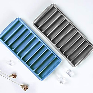 Silicone Narrow Ice Stick Cube Trays with Lids, Easy Push and Pop Out Material, Ideal for Sports and Water Bottles,Blue and Gray