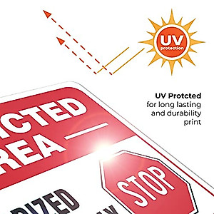 Sigo Signs Restricted Area Authorized Personnel Only Stop Sign, (2 Pack) 10x7 Inches, 4 Mil Vinyl Decal Stickers Weather Resistant, Made in USA by Sigo Signs