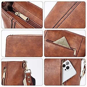 Telena Handbags for Women Bucket Bags Purses and Handbags Vegan Leather Hobo Crossbody Bag with Adjustable Strap Mocha Brown