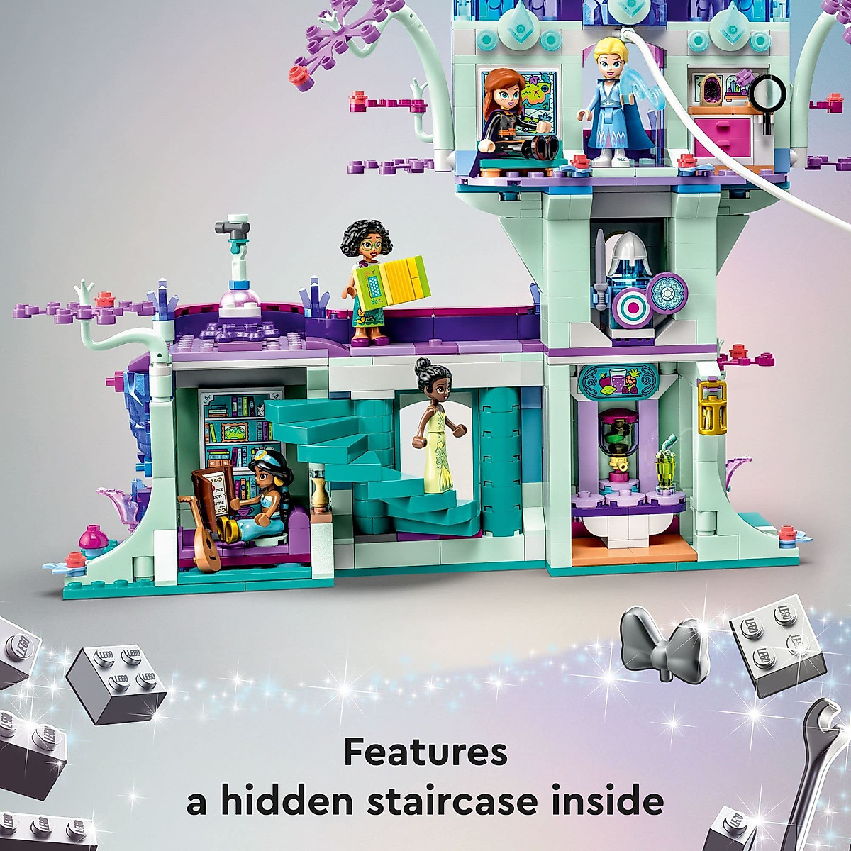 LEGO Disney The Enchanted Treehouse Buildable 2-Level Tree House with 13 Princess Mini-Dolls Including Jasmine, Elsa and Moana, Disney Classic Celebration Gift for Disney Princess Fans Ages 7+, 43215