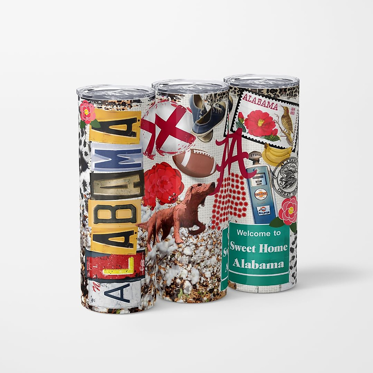 Custom Tumbler with Lid and Straw| All 50 States Tumblers with Name| Stainless Insulated Tumblers| Personalized Gift| Double Wall Coffe Cup for Hot, Cold Drinks (Alabama)