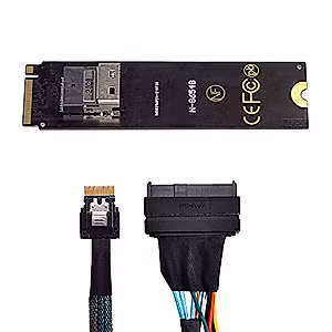 xiwai NGFF M-Key NVME to SFF-8654 Slimline SAS Card Adapter and U.2 U2 SFF-8639 NVME PCIe SSD Cable for Mainboard SSD