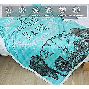 Famitile Pug Blanket, All You Need is A Pug Blue Puppy Blanket Super Soft Pug Stuffed Animal Blanket Pug Gifts for Pug Lovers (Pug-3, 47" x 60")