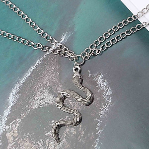 Yheakne Punk Snake Pendant Necklace Choker Silver Layered Serpent Necklace Chain Gothic Snake Necklace Retro Snake Collar Necklace Jewelry for Women