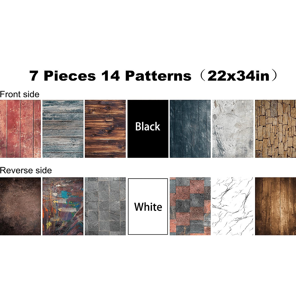 Food Photography Backdrops with Stand | 7PCS 14Patterns 22x34in | Product Photography Background Paper | Table Photography Backdrops