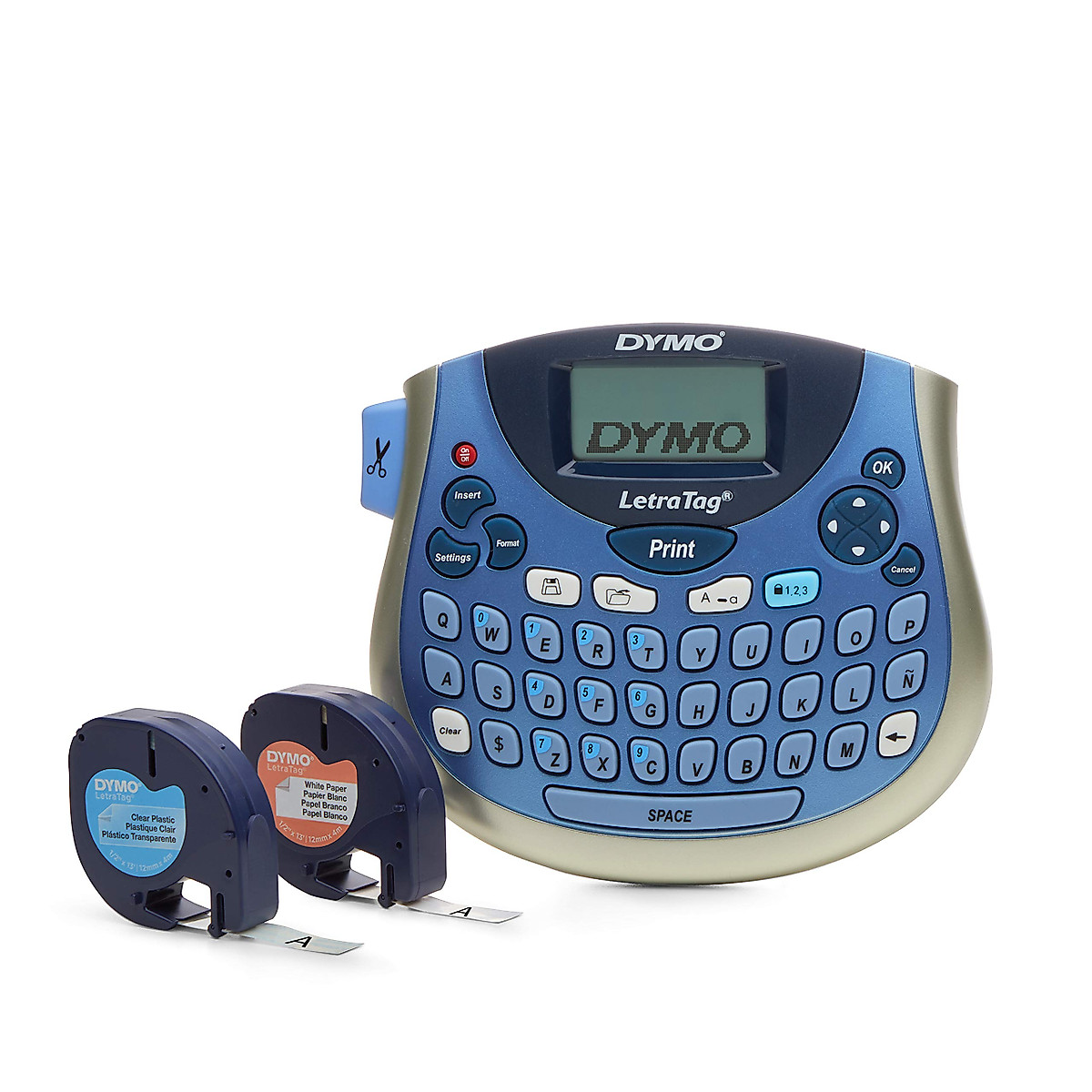 DYMO LetraTag LT-100T Plus Compact, Portable Label Maker with QWERTY Keyboard (1733013),Silver/Blue