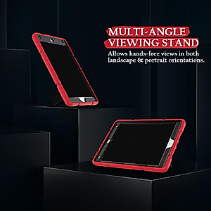 ZoneFoker for iPad 9th Generation Case, for 8th/7th Generation Case 10.2 inch 2021/2020/2019, Heavy Duty Strudy Shockproof 3-Layer Rugged Cover with Stand for Kids Boys (Red+Black)