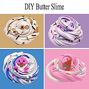 QPOFTYJ Butter Slime Kit for Kids, 7 Pack Two-Toned Colorful Stress Relief Toys, Birthday Gifts, Party Favors for Girl Boys 6 7 8 9 10 11 12, Unscented