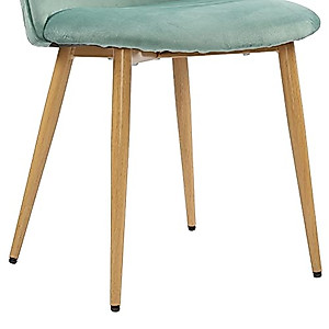 LSSBOUGHT Modern Velvet Dining Chairs Dining Room Chairs with Metal Legs,Set of 2 (Green)