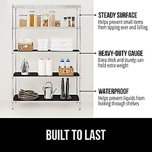 Gorilla Grip Wire Shelf Liners Set of 4 and Clothes Storage Bag Organizer Set of 2, Shelf Liner Size 14x36 in Black, Waterproof Hard Plastic, Storage Bag Size 90L in Black, Clear Window, 2 Item Bundle