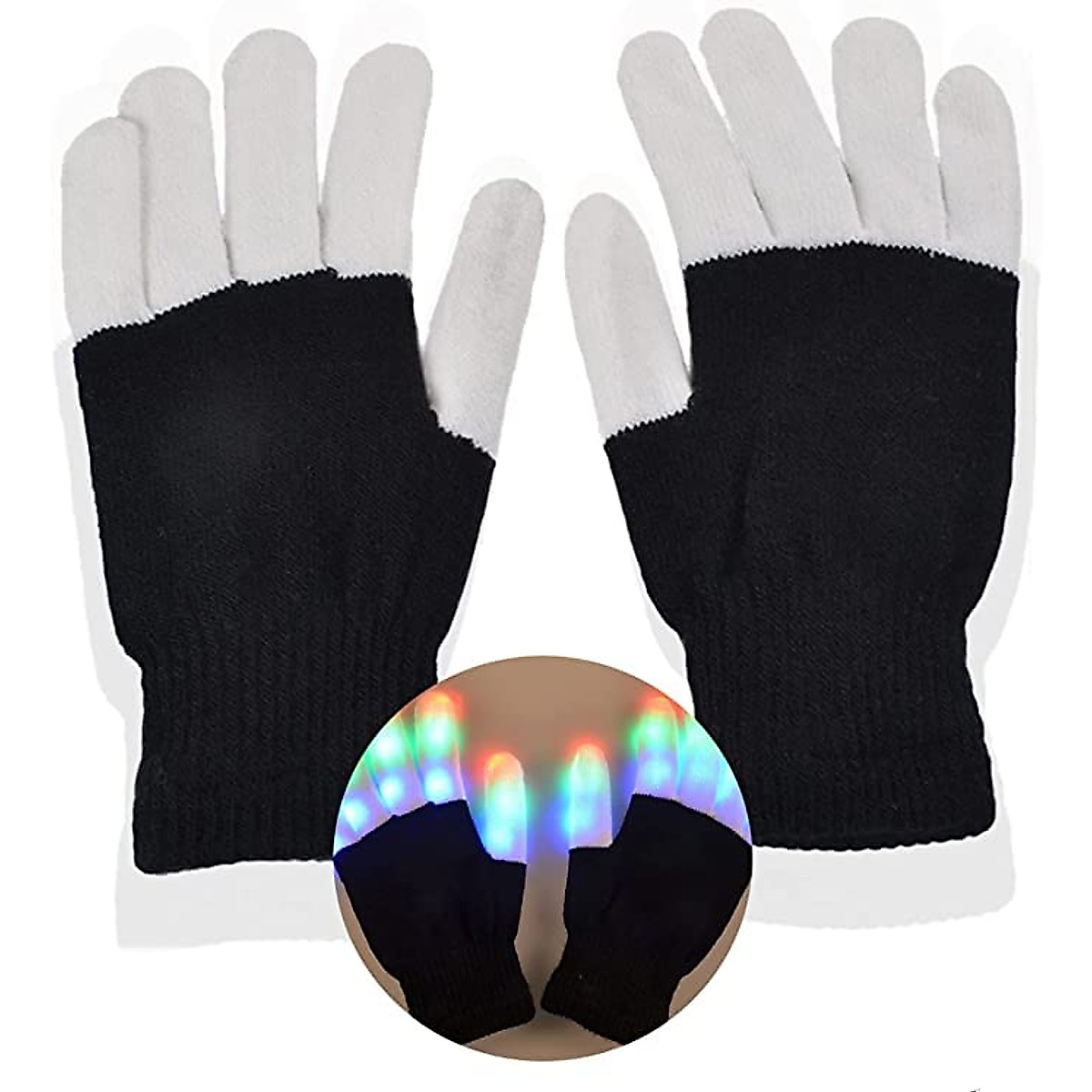 LED Gloves LED Lace Set, Glow Gloves Finger Lights, 3 Colors 6 Patterns Colorful Glitter Lighting Gloves ,Kids Toys Christmas Halloween Party Gifts, Gifts