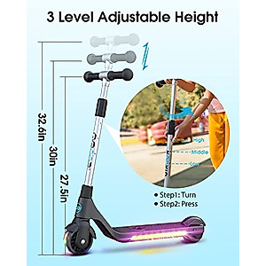 Gyroor Electric Scooter for Kids, Teens, Boys and Girls with Lightweight and Adjustable Handlebar, H30 Kids Electric Scooter with Rechargeable Battery, 6 MPH Limit-Best Gift for Kids!-Black
