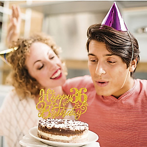 Happy 36th Birthday Cake Topper, 36th Anniversary Party Supplies, 36 Years Old Birthday Party Decoration - Gold Glitter