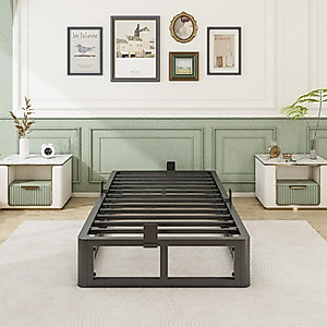 Firpeesy Upgrade Anti Bending and Round Corner Legs 10 inch Metal Twin Bed Frame 3500 LBS Heavy Steel Slats Support Platform Bed Frames No Box Spring Needed Platform Noise Free Easy Assembly