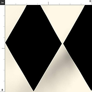 Spoonflower Fabric - Diamonds Cosmic Latte Black Large Cream Geometric Squares White Printed on Petal Signature Cotton Fabric Fat Quarter - Sewing Quilting Apparel Crafts Decor