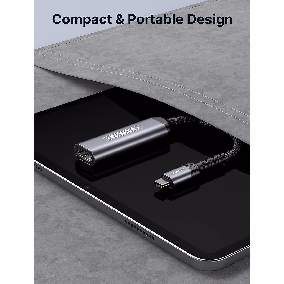 JSAUX USB C to HDMI and Charger Adapter | 4K@60Hz 2-in-1 Type-C to HDMI Adapter with PD Fast 100W Thunderbolt 3/4 Compatible with iPhone 16 Pro Max MacBook Pro/Air iPad Galaxy S24 Steam Deck ROG Ally