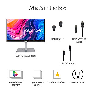 ASUS ProArt Display PA247CV 23.8” Monitor, 1080P Full HD, 100% sRGB/Rec. 709, IPS (RENEW) (Renewed)