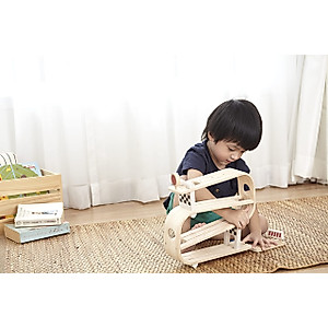 PlanToys Wooden Ramp Racer with 3 Cars (5379) | Sustainably Made from Rubberwood and Non-Toxic Paints and Dyes