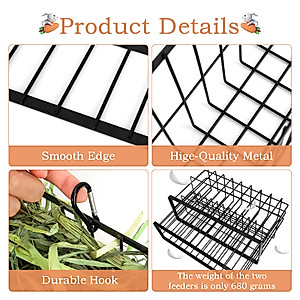 2PCS Rabbit Hay Feeder Guinea Pig Hay Feeder with Heavy Duty Metal Frame hay Rack Pet Grass Feeder Small Animal Basket with Hook Metal Feeding Rack for Rabbits Guinea Pigs Chinchillas Timothy
