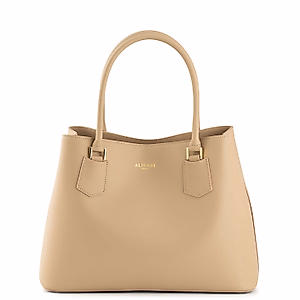 Alinari Firenze Leather Handbag for Women – Designer Tote Bag for Ladies in Elegant and Casual Style – Made in Italy (Taupe)