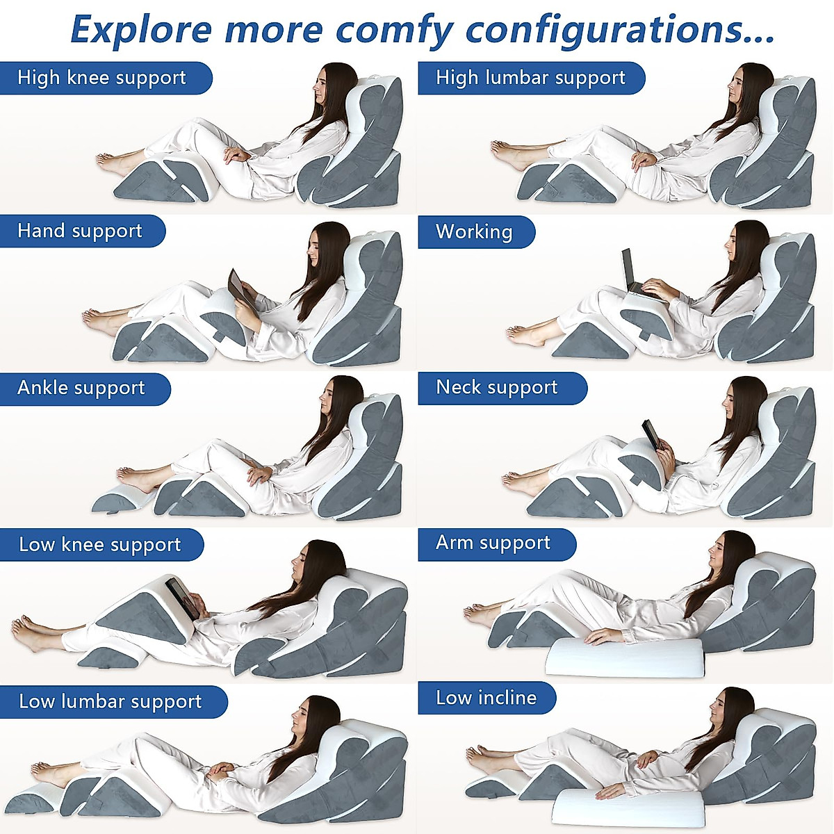 Bath Chair with Arms and Wedge Pillow Set