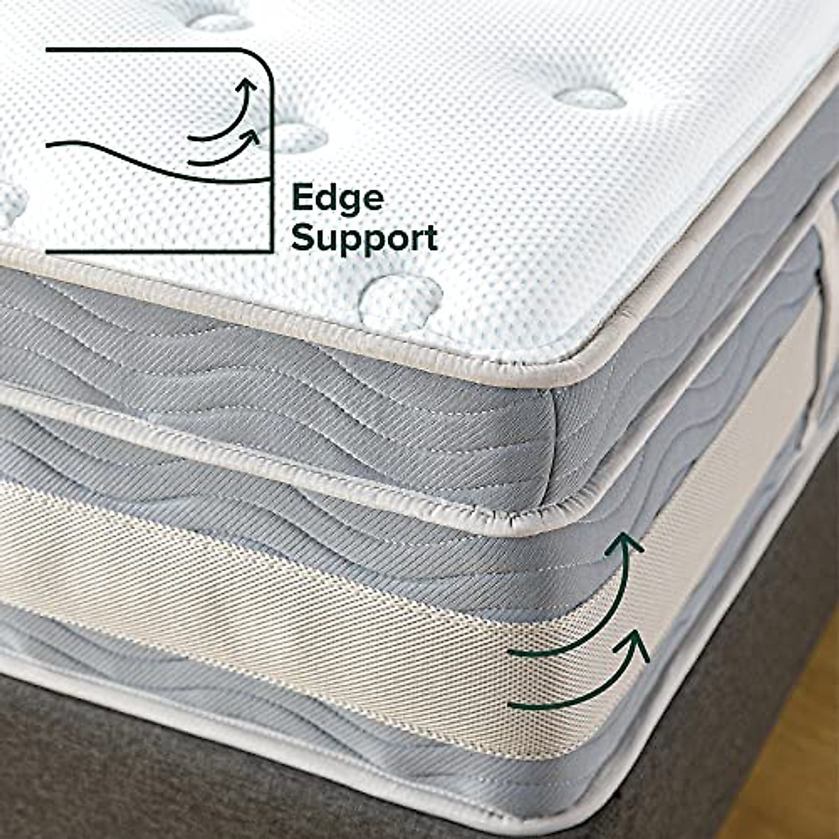 ZINUS 14 Inch Green Tea Cooling Gel Memory Foam Hybrid Mattress / Pocket Innersprings for Motion Isolation / Edge Support, King, White