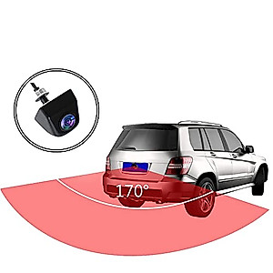 Front Backup Camera HD 720P Waterproof IP68 Super Night Vision Metal Shell 170 Degrees Wide View Angle Side Rear View Reverse Camera for Cars Pickup Trucks SUVs RVs Vans 12V (Black)