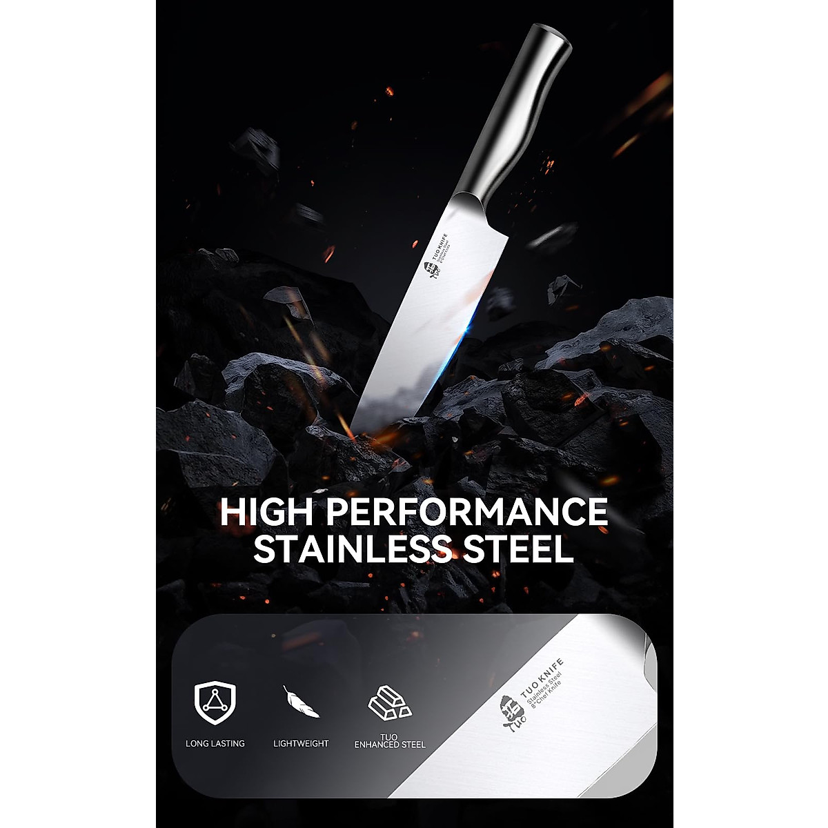 TUO Knife Set with Block and Sharpener, 16 Pcs High Carbon Stainless Steel Knife Block Set, Razor Sharp Kitchen Knife Set, Non-Slip Ergonomic Handle