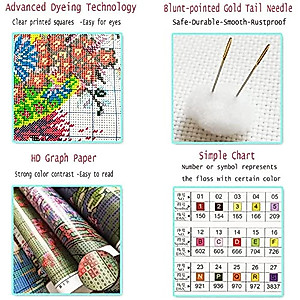 Foxdiviy Stamped Cross Stitch Kits Full Range of Embroidery Needlework Starter Kits for Beginners Adults 11CT Embroidery Patterns Art Crafts DIY Needlepoint Kits-Autumn Stream 19.7×26.8 inch