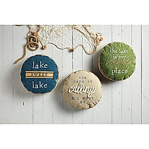 Mud Pie Round Lake Pillow, 18" Dia, Happy Place