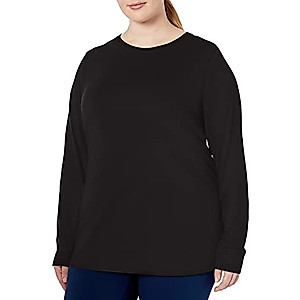 Amazon Essentials Women's Tech Stretch Long-Sleeve T-Shirt (Available in Plus Size), Black, Large