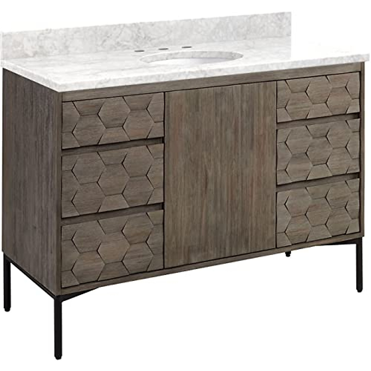 Signature Hardware 953141-48-UM-8 Devora 48" Free Standing Single Vanity Set with Wood Cabinet, Vanity Top, and Oval Undermount Vitreous China Sink - 8" Faucet Holes