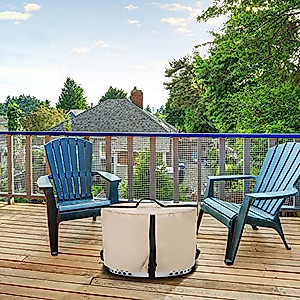 Stanbroil Fire Pit Cover, 27" Outdoor Round Patio Fire Bowl Cover, Heavy Duty 600D Polyester with PVC Coating Material Waterproof Shelter - Great for Solo Stove Yukon, Bonfire, Fire Place - Beige