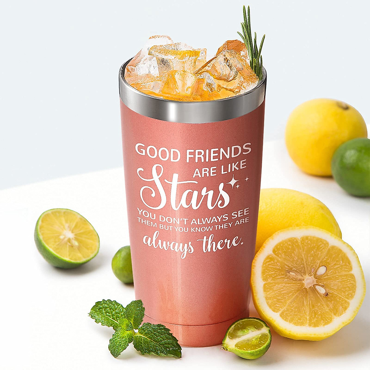 Good Friends Are Like Stars, Christmas Gifts for Women Friends, Female Friend, Girlfriend, Mom, Sisters, Sometimes She is Alone, This is Her Reminder, Cute Mug Tumbler Cup 20 oz with A Keychain