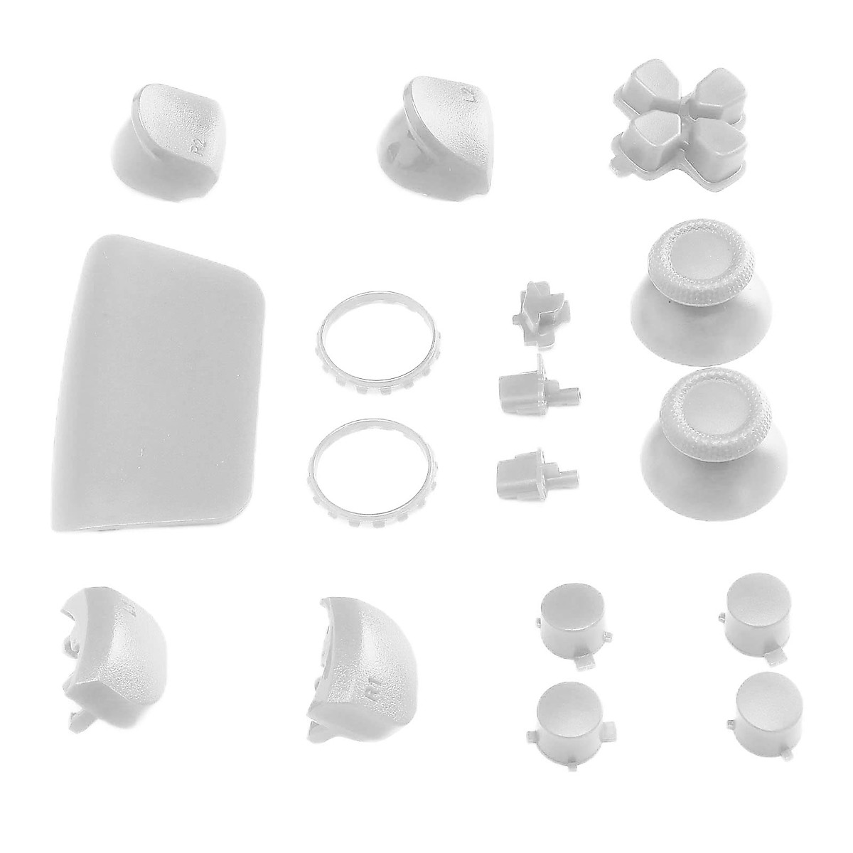 Kafuty-1 Buttons Full Set for PS5 Controller,Joysticks Dpad R1 L1 R2 L2 Direction Key ABXY Buttons, Replacement Button Repair Kit for PS5 Game Console(White)
