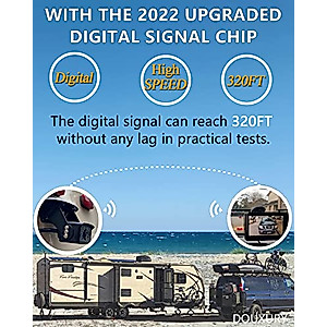 FHD 1080P 2 Digital RV Wireless Backup Camera System for RVs Trailers Trucks Motorhomes 5th Wheels 4CH 7'' Monitor Highway Monitoring System IP69K Waterproof Super Night Vision Strong Signal