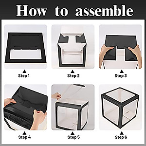 Baby Boxes with Letters for Baby Shower, 4 Transparent Balloon Boxes with 16 Letters for Boys & Girls Birthday, Gender Reveal Decorations and Wedding Party(Black)