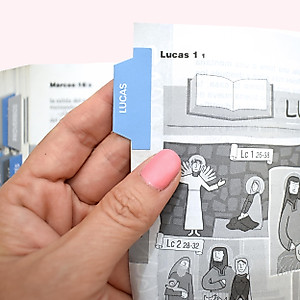 PEZ DE PAPEL Pestañas para Biblia Católica, en español. Catholic Bible Tabs, in spanish (Blue and gray)