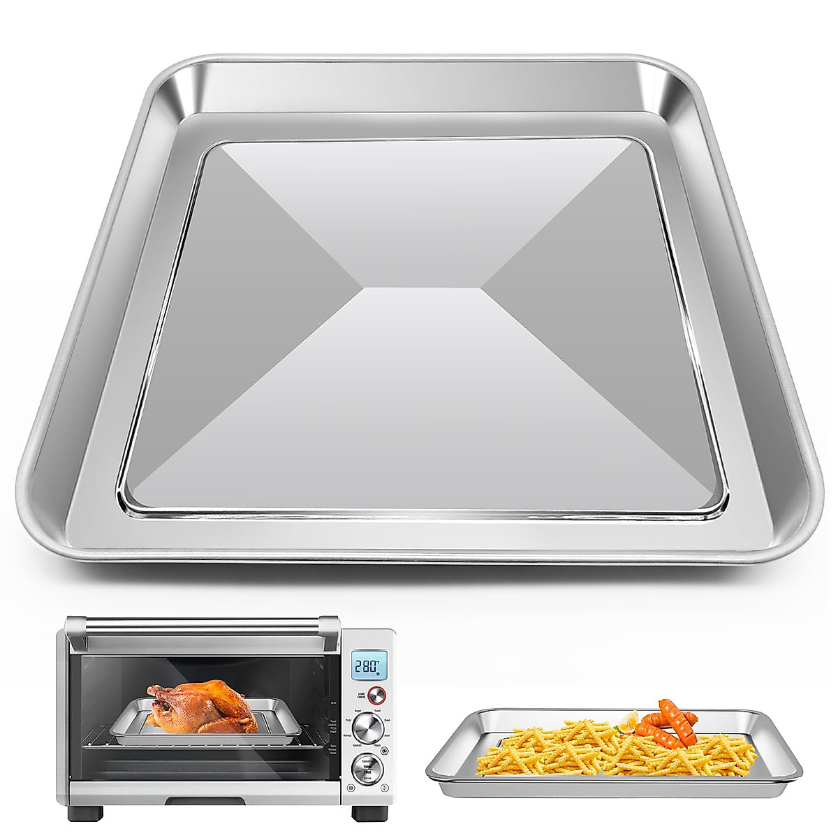 GWY 12" × 12" Baking Pan for Breville Smart Oven BOV800XL, Smart Oven Plus BOV810BSS, Smart Oven Pro BOV845BSS, Smart Oven Air BOV900BSS, Compatible with Ninja SP100 SP101 SP1001C SP201 Air Fry Oven
